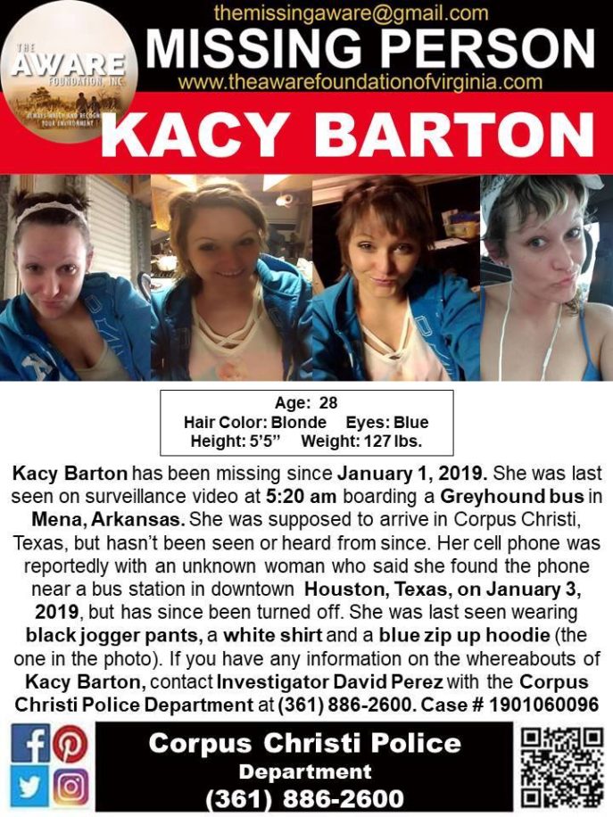 Missing woman last seen traveling toward Corpus Christi